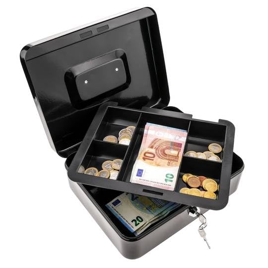 CPEX Metal Cash Box Money Safe Box With 5 Slot Coin Tray, Coin And ...