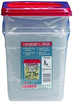 Amazon.com: Cambro Set of 2 Square Food Storage Containers with Lids, 8 ...
