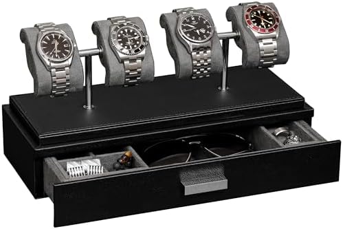 Amazon.com: ROTHWELL Luxury Watch Display Case for 4 Watches – Leather ...