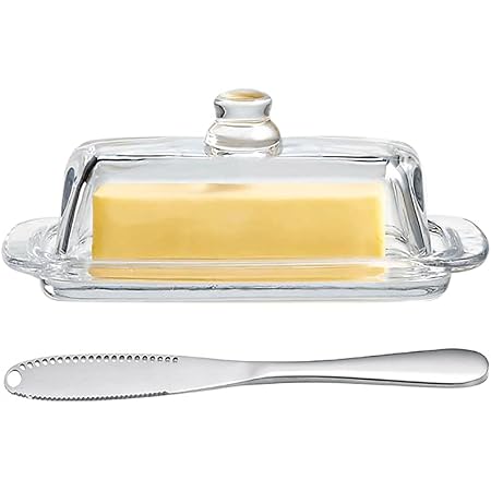 Amazon.com | James Scott Crystal Butter Dish with Handled Lid - Covered ...