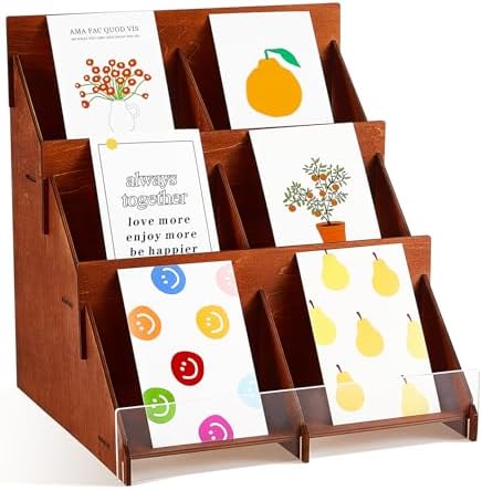 Amazon.com: Barydat Tiered Greeting Card Display Stand - Wooden Sticker ...