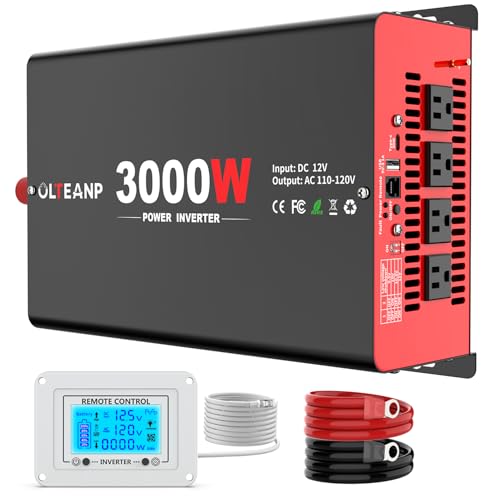 Amazon.com: OLTEANP 3000 Watt Power Inverter 12V DC to 110V AC Car Inverter with 4 AC Outlets ...