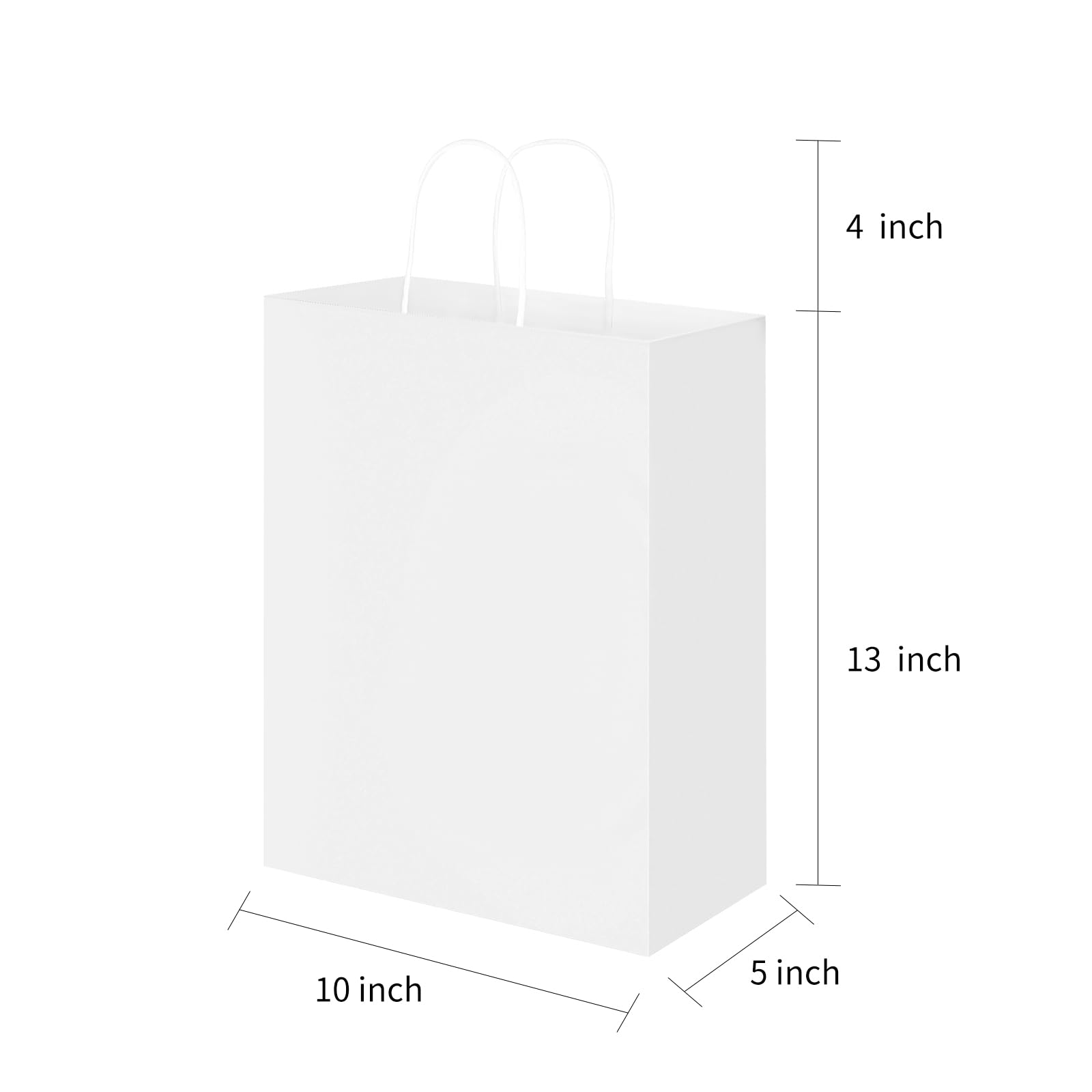 Snapklik.com : Oikss 50 Pack 10x5x13 White Kraft Paper Bags