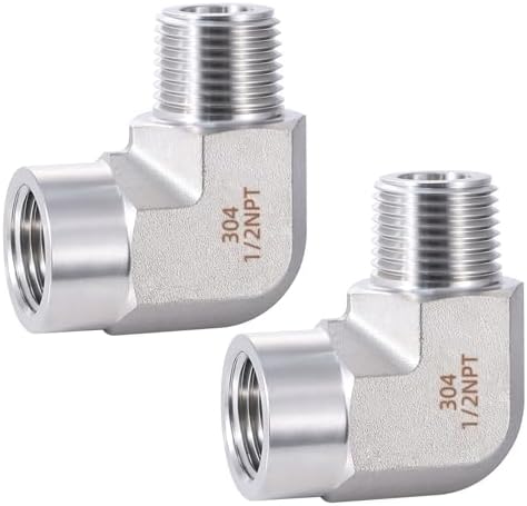 Amazon.com: TAISHER 2PCS 304 Stainless Steel 90 Degree Barstock Street Elbow, 1/2 Inch NPT Male ...