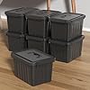Yesdate Set of 6 Black Small Storage Boxes with Handle Lids, Heavy Duty ...