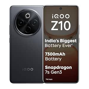 iQOO Z10 5G (Stellar Black, 8GB RAM, 128GB Storage) | India's Biggest Ever 7300 mAh Battery ...