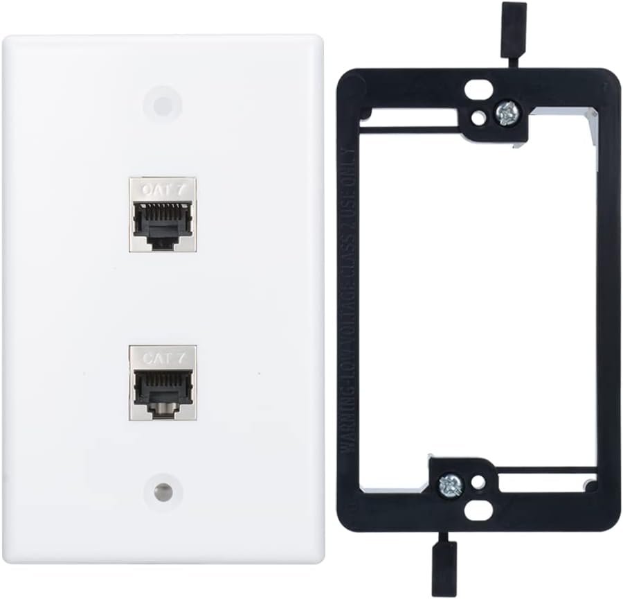 Amazon.com: YOEMELY RJ45 Wall Plate 2 Port, Cat7 Keystone Jack Wall ...