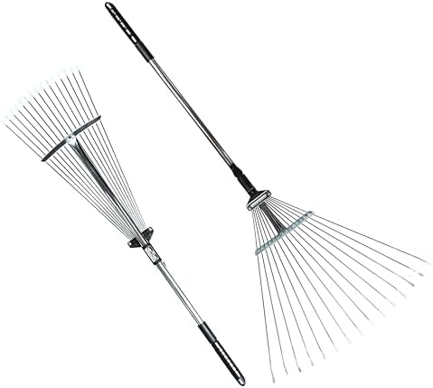 HECTARE 15-Tine Telescopic Metal Rake - Adjustable 31-64 Inch Handle ...