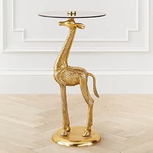 Amazon.com: Z Gallerie Gold Aluminum and Glass Giraffe End Table ...