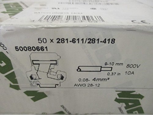 WAGO 281-611/281-418 2-CONDUCTOR FUSE TERMINAL BLOCK, GRAY, 4, WITH ...