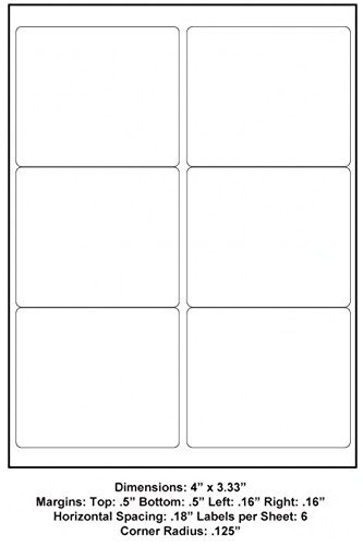 Generic White Self Adhesive Labels 3.33 X 4 (WordSize) Pack/100 Sheets ...