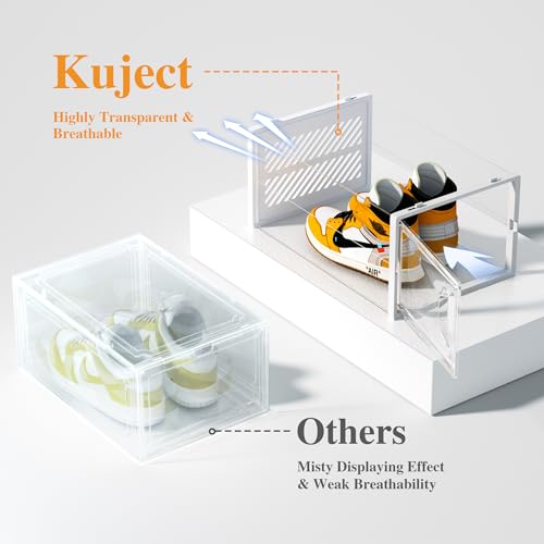 Kuject XX-Large Clear Stackable Shoe Boxes with Lids for Size 13 ...