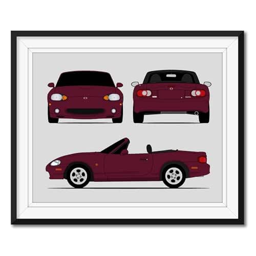 Amazon.com: Custom Car Posters Mazda Miata NB (1998-2005) (Front Rear ...