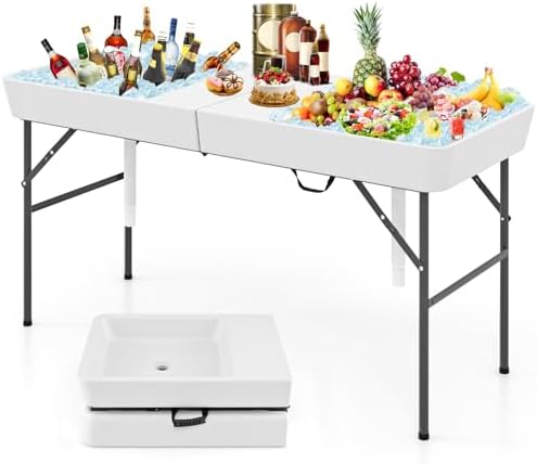 Amazon.com: KOTEK Folding Ice Cooler Table with Drain and Skirt ...