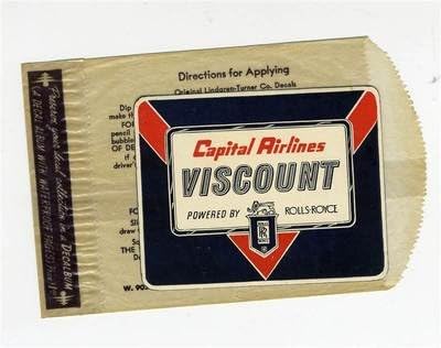 Amazon.com: Capitol Airlines Viscount Decal Powered by Rolls Royce ...