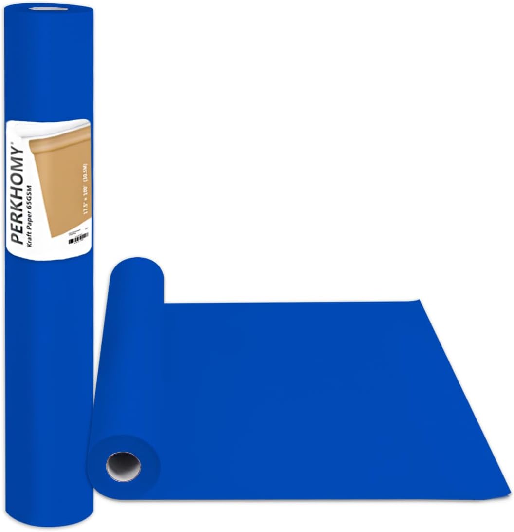Amazon.com: PerkHomy Blue Kraft Paper Roll 17.5" x 960" (80') for Gift ...
