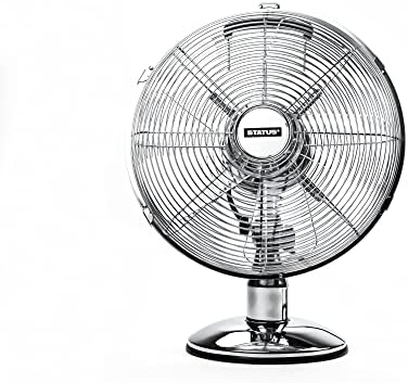 Status 12" Chrome Electric Desk Fan Powerful Cooling Fan, Oscillating ...