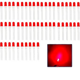 Buy UNIVERSAL HUB Basic Pack of 50 Red LED 5mm Lights: Red-in-Red Light ...