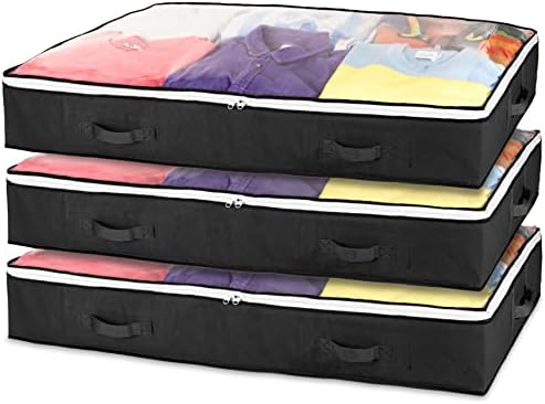 Stackzy Flat Clothes Underbed Storage Bags – Sturdy Fabric Storage ...