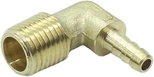 CDQBWKJGFJ 2 Pcs Brass Hose Barb Fitting 90 Degree Elbow Adapter 3/16" Barb x 1/4 NPT Male Pipe ...