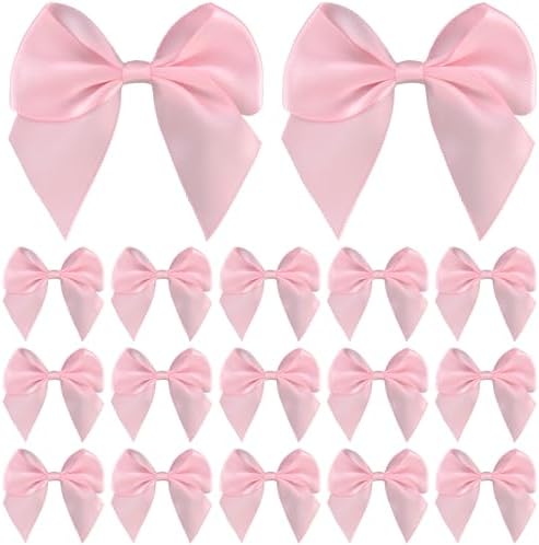 Amazon.com: Peotclola Pink Satin Ribbon Bows 2.5" Self-Adhesive Gift ...