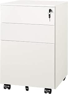DEVAISE 3 Drawer Mobile File Cabinet with Lock, Mobile Pedestal Cabinet ...