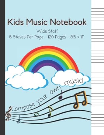 Kids Music Notebook Wide Staff Blank Music Manuscript For Kids 6