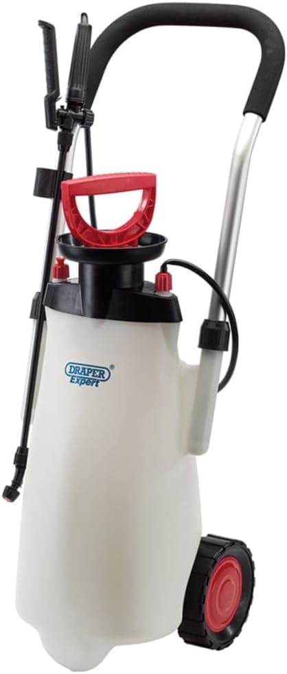 Draper Trolley Pressure Sprayer 15L | EPDM Pump Garden Sprayer | Weed ...
