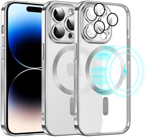 E-Lush Magnetica Cover per iPhone 15 Pro Max, Trasparente Custodia ...