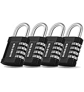 DELSWIN 4 Digit Combination Lock with Hardened Steel Shackle Combo ...