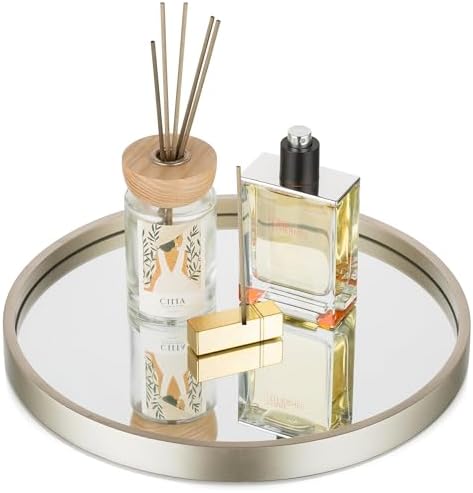 Amazon.com: Hipiwe Glass Mirror Perfume Tray 11.8" Black Wooden Vanity ...