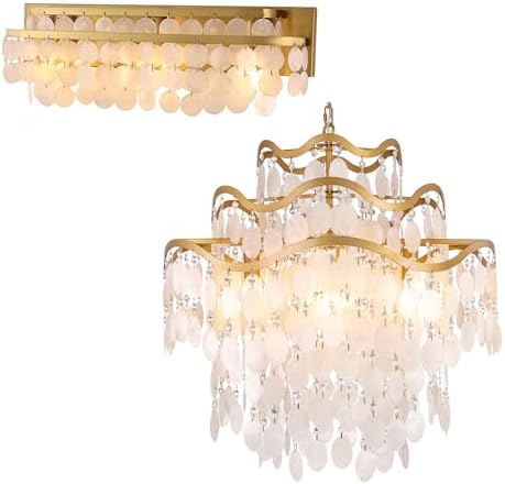 TOCHIC 3 Lights Vanity Light with Natural Capiz Shell Shade and 6 ...