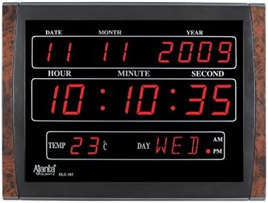 Buy Ajanta Quartz Plastic Abstract Digital Red LED Rectangle Wall Clock ...