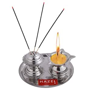 Buy HAZEL Diya with Agarbatti Stand | Stainless Steel Panchvati Diya ...
