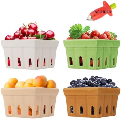 Amazon.com: Jayour 4 PACK - Ceramic Berry Baskets | Decorative Ceramic ...