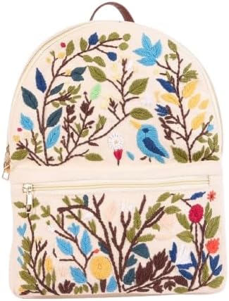 Bagyo Customized Canvas Full Hand Embroidery Bird Design Backpack for ...