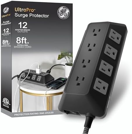Amazon.com: GE UltraPro 12-Outlet Surge Protector, 8 Ft Braided ...