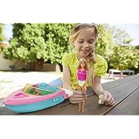 Amazon.com: Barbie Doll and Boat Playset with Pet Puppy, Life Vest and ...