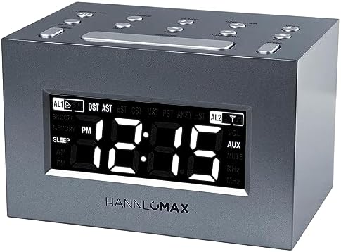 HANNLOMAX HX-111CR Alarm Clock Radio, PLL AM/FM Radio, Dual Alarm ...