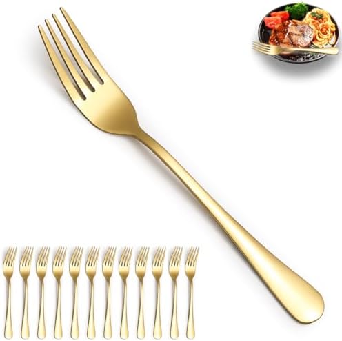 Amazon.com: Evanda Gold Dinner Fork 12 Pieces, Gold Titanium Plating ...