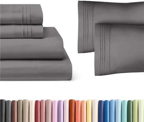 Amazon.com: Dark Grey 4-Piece Sheet Set & Pillowcase Bedding Bundle ...