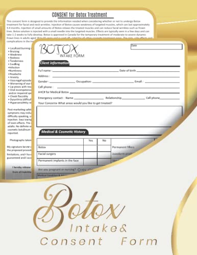 Snapklik.com : Botox Intake And Consent Form: For Aestheticians