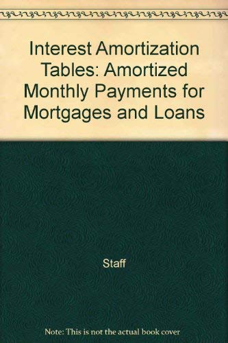 Interest Amortization Tables: Amortized Monthly Payments for Mortgages ...