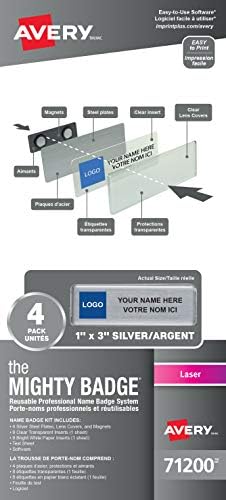 Avery The Mighty Badge 1" x 3" Professional Reusable Name Badges for ...