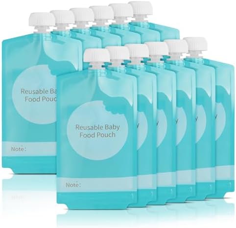 Amazon.com : Kirecoo Reusable Baby Food Pouches - 12PCS 7oz Refillable ...