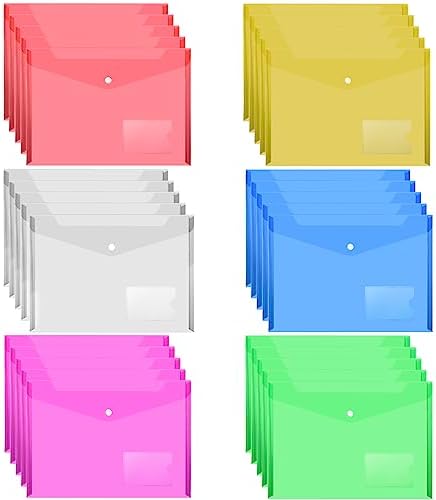MerryNine 30 Pcs Plastic Envelopes Wallets, Document Folder with Label ...