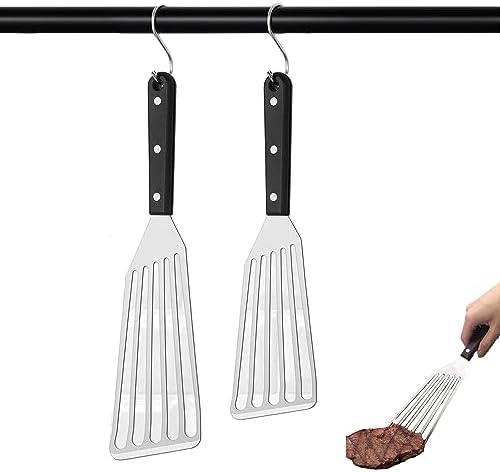 Fish Spatula, 2 Pieces Stainless Steel Fish Turner with ABS Solid ...