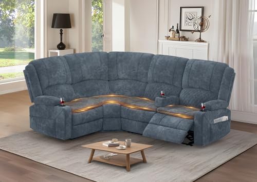 Amazon.com: Yolsali Manual Reclining Sectional Sofa Set, 4 Seats Soft ...