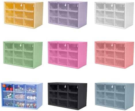 Amazon.com : 9 Pcs Mini Drawer Organizer with 9 Drawers Plastic Small ...