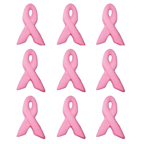 12ct Edible Pink Ribbon Breast Cancer Cupcake Dessert Sugar Decoration ...